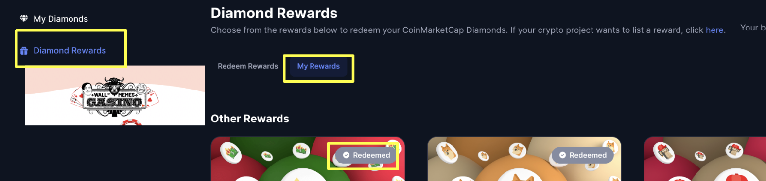 Diamond Rewards - My Rewards – CoinMarketCap