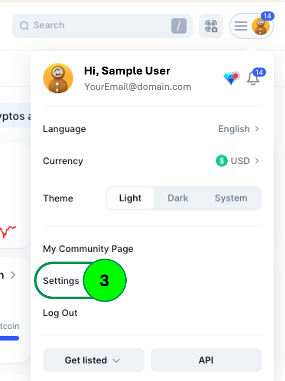 How to Access Your Account Information (Website) – CoinMarketCap